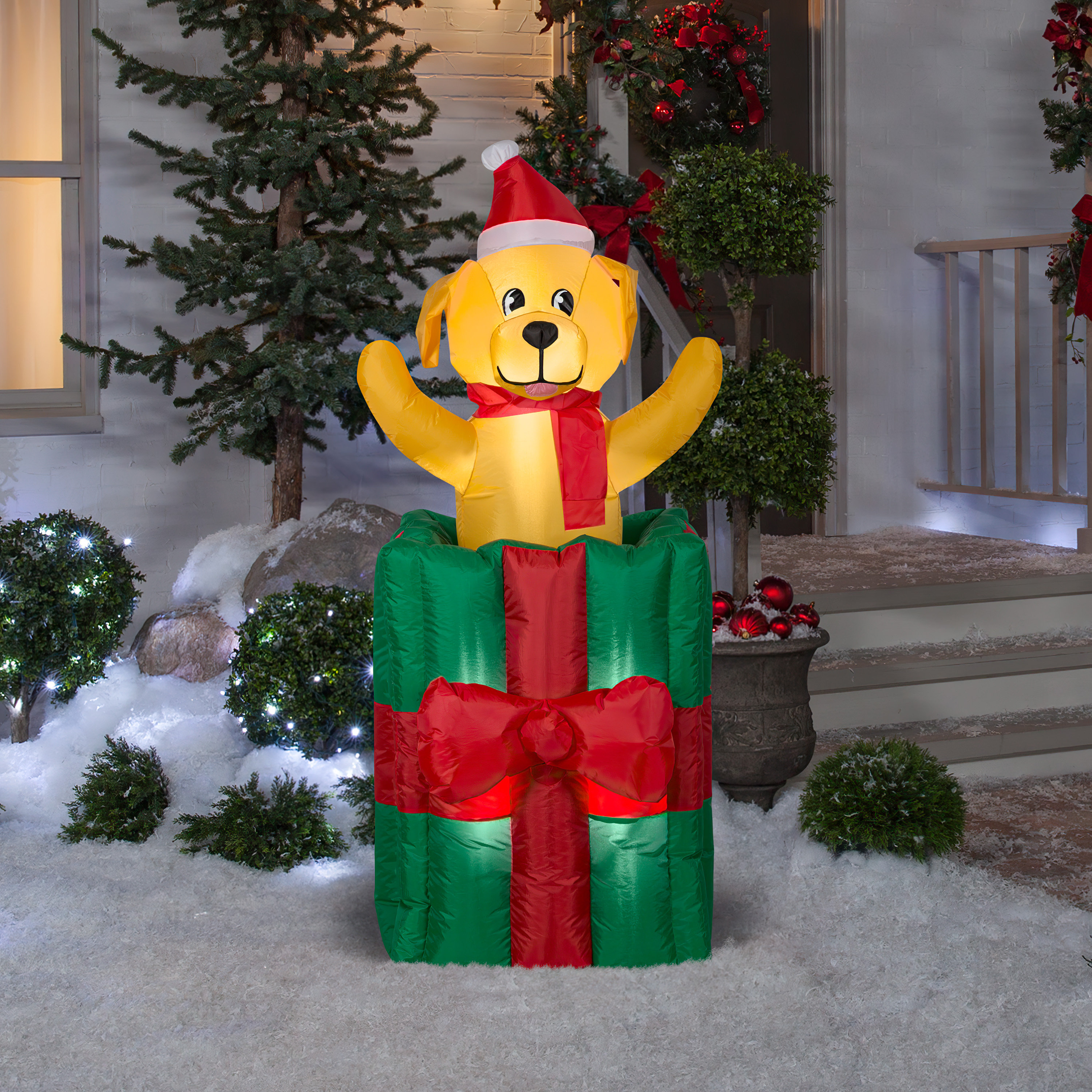 Gemmy Industries Animated Pop up Dog in Gift Box Airblown Inflatable ...