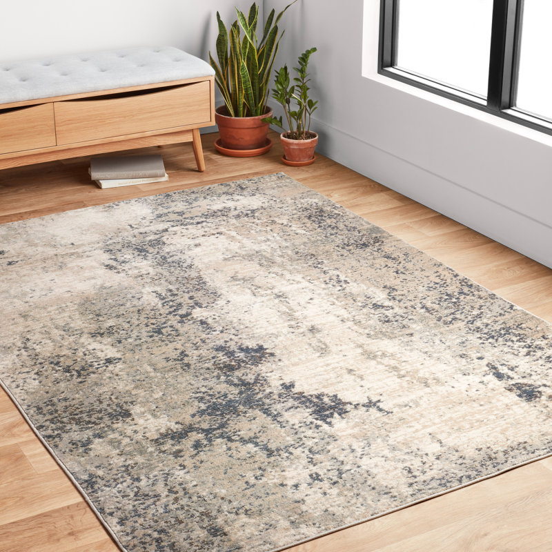 Williston Forge Eleanore Abstract Natural/Denim Area Rug & Reviews ...