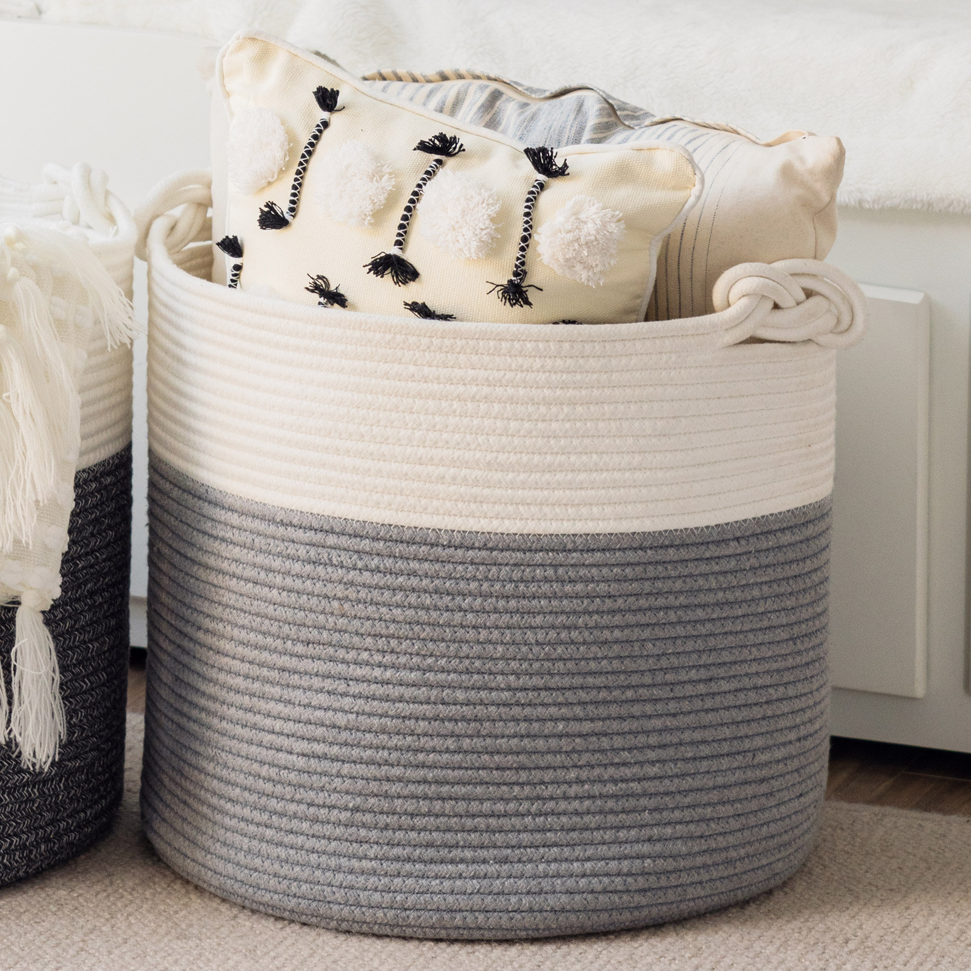 Latitude Run® Fabric Basket with Handles | Wayfair