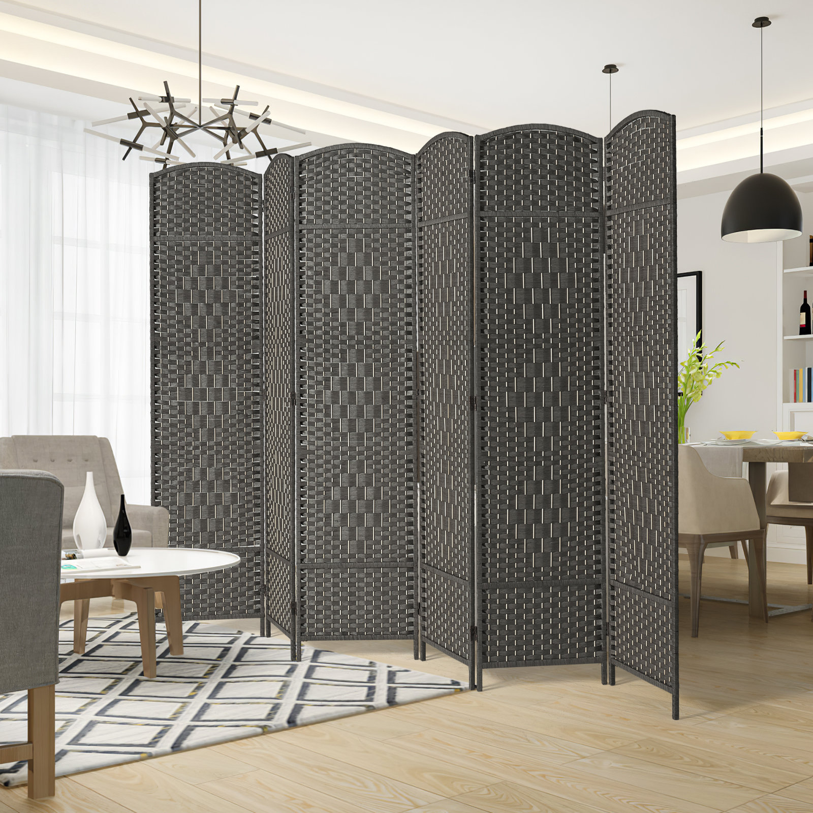 Bay Isle Home Daveigh 118'' W x 71.3'' H 6 - Panel Bamboo/Rattan ...