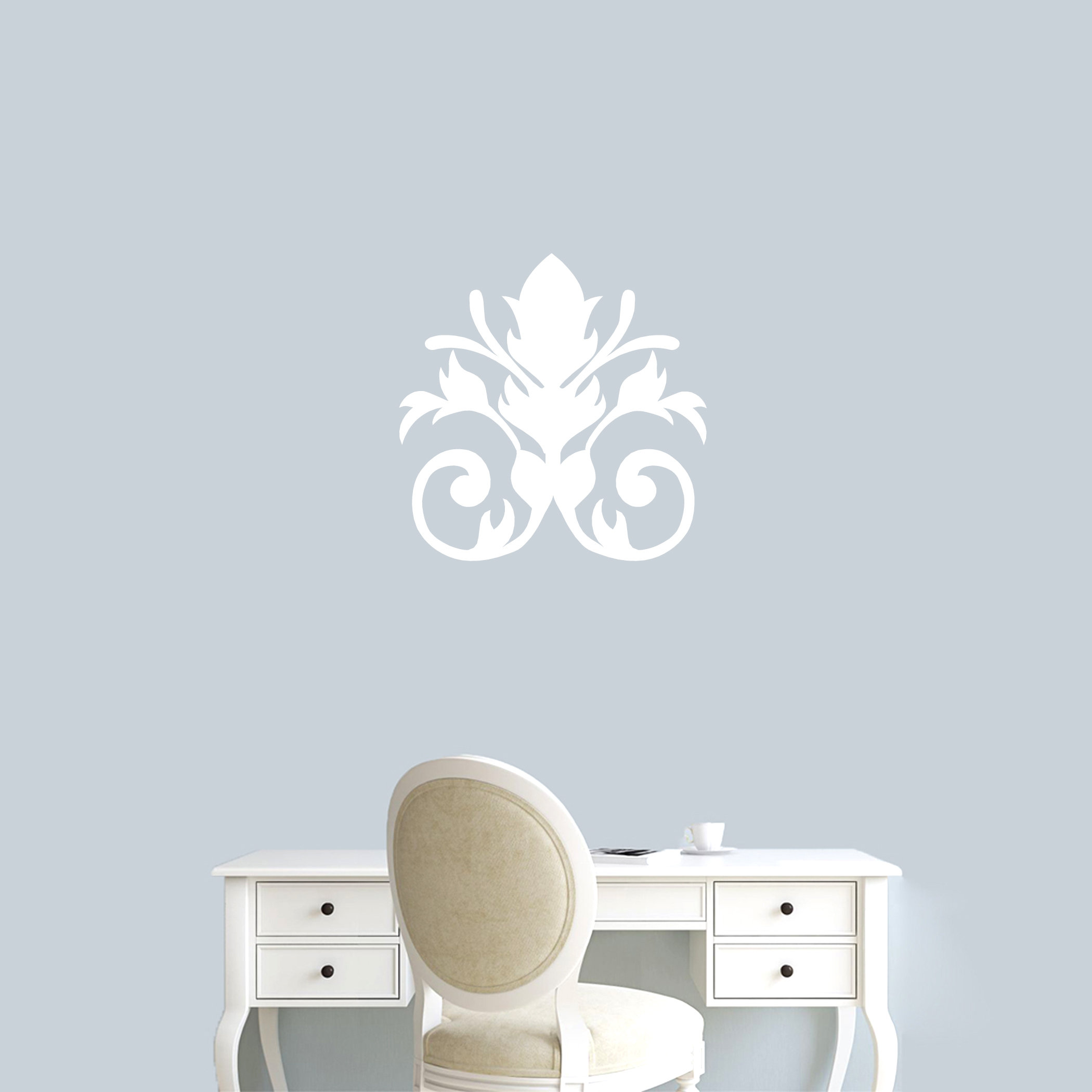 Fleur De Lis Living Ridgley Damask Flourish Wall Decal | Wayfair