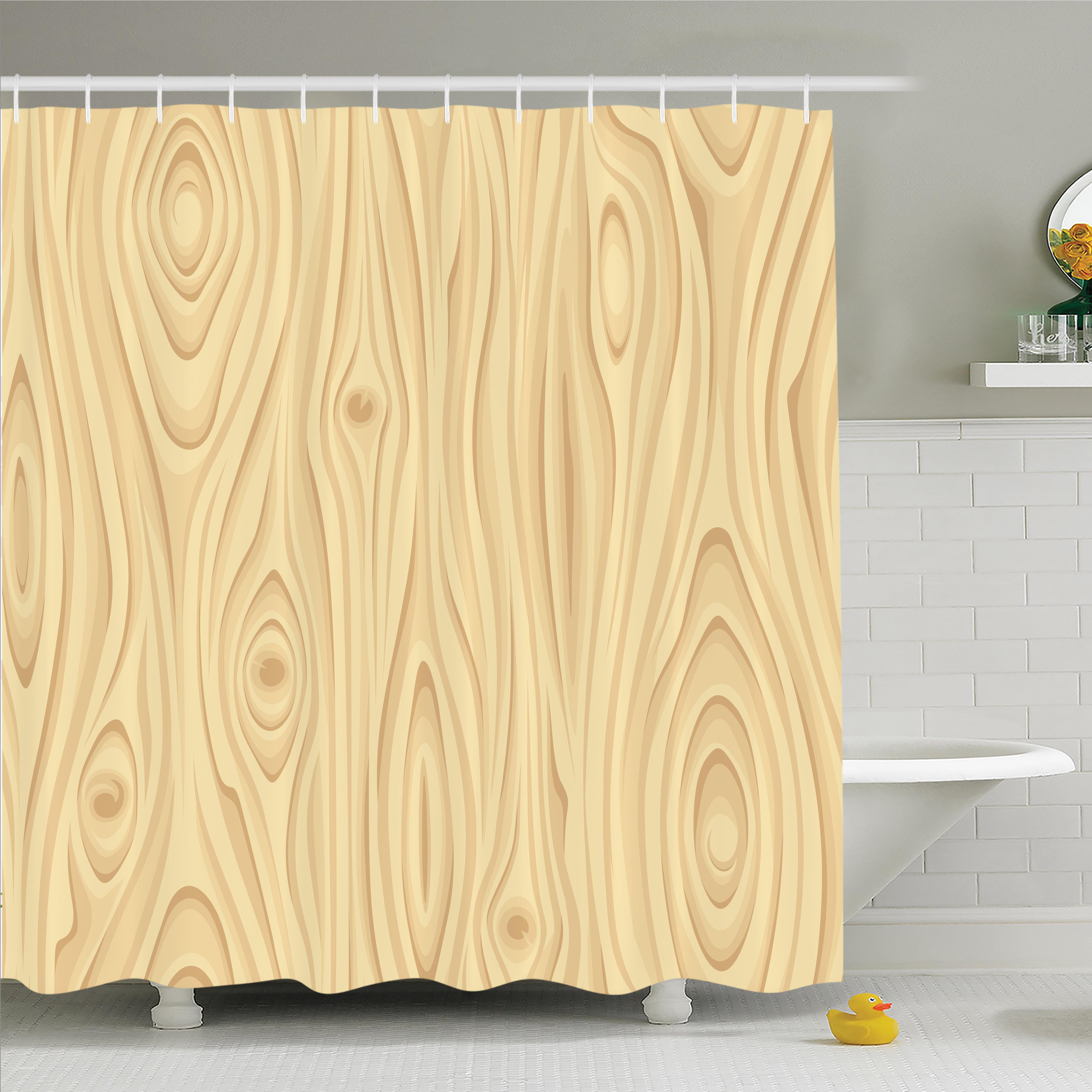 Ambesonne Wooden Texture Shower Curtain Set | Wayfair
