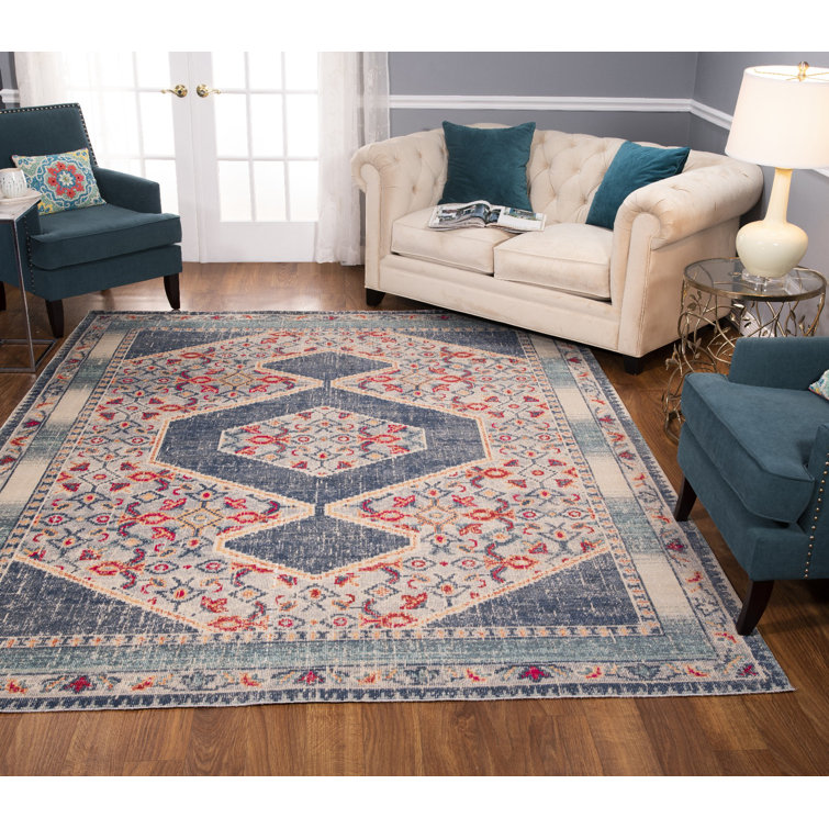 World Menagerie Shantae Power Loom Performance Gray/Green Rug | Wayfair