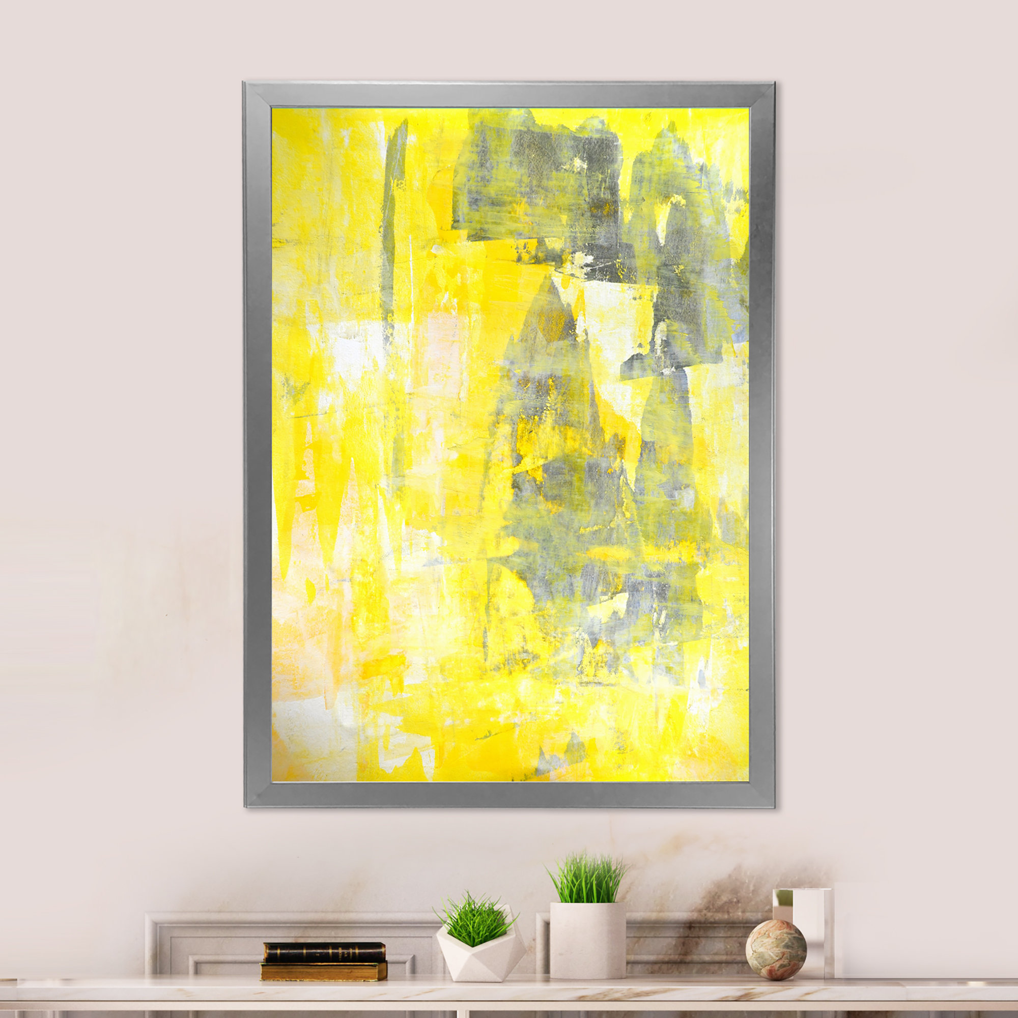 Wrought Studio Grey And Yellow Merging Abstract V Gray And Yellow ...