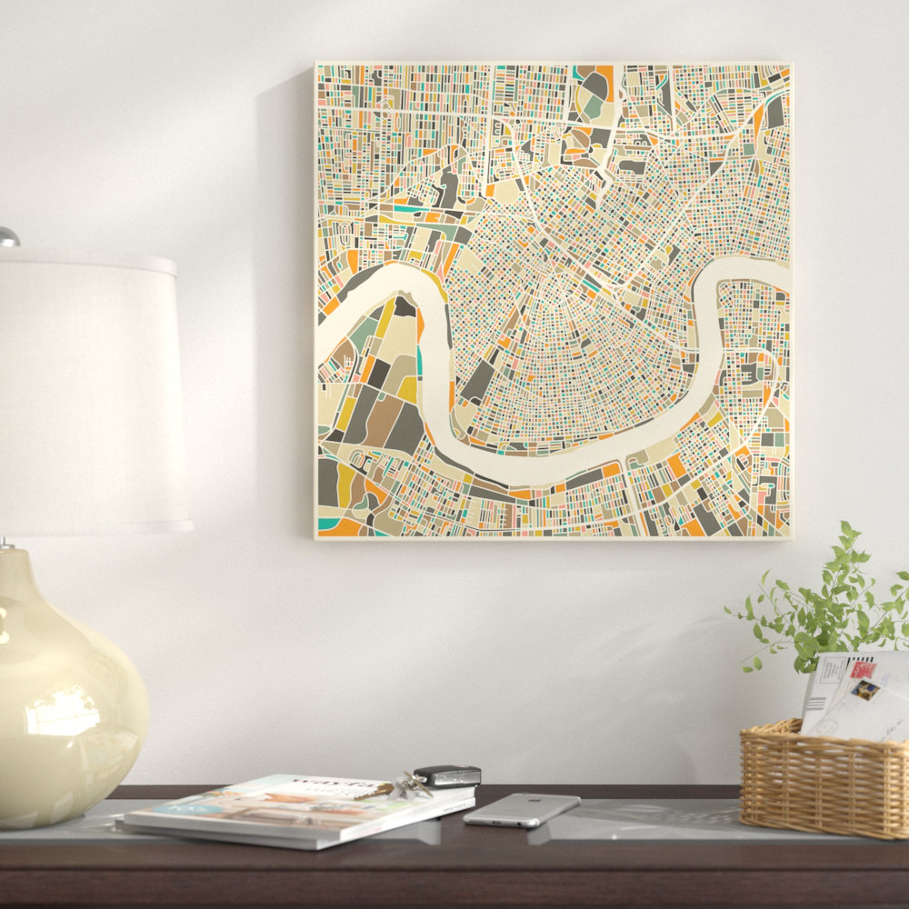 East Urban Home Abstract City Map Of New Orleans by Jazzberry Blue ...