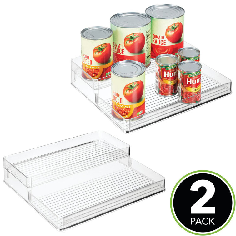 mDesign Rebrilliant Plastic Kitchen Tiered Food Storage Shelves, 2 Pack ...