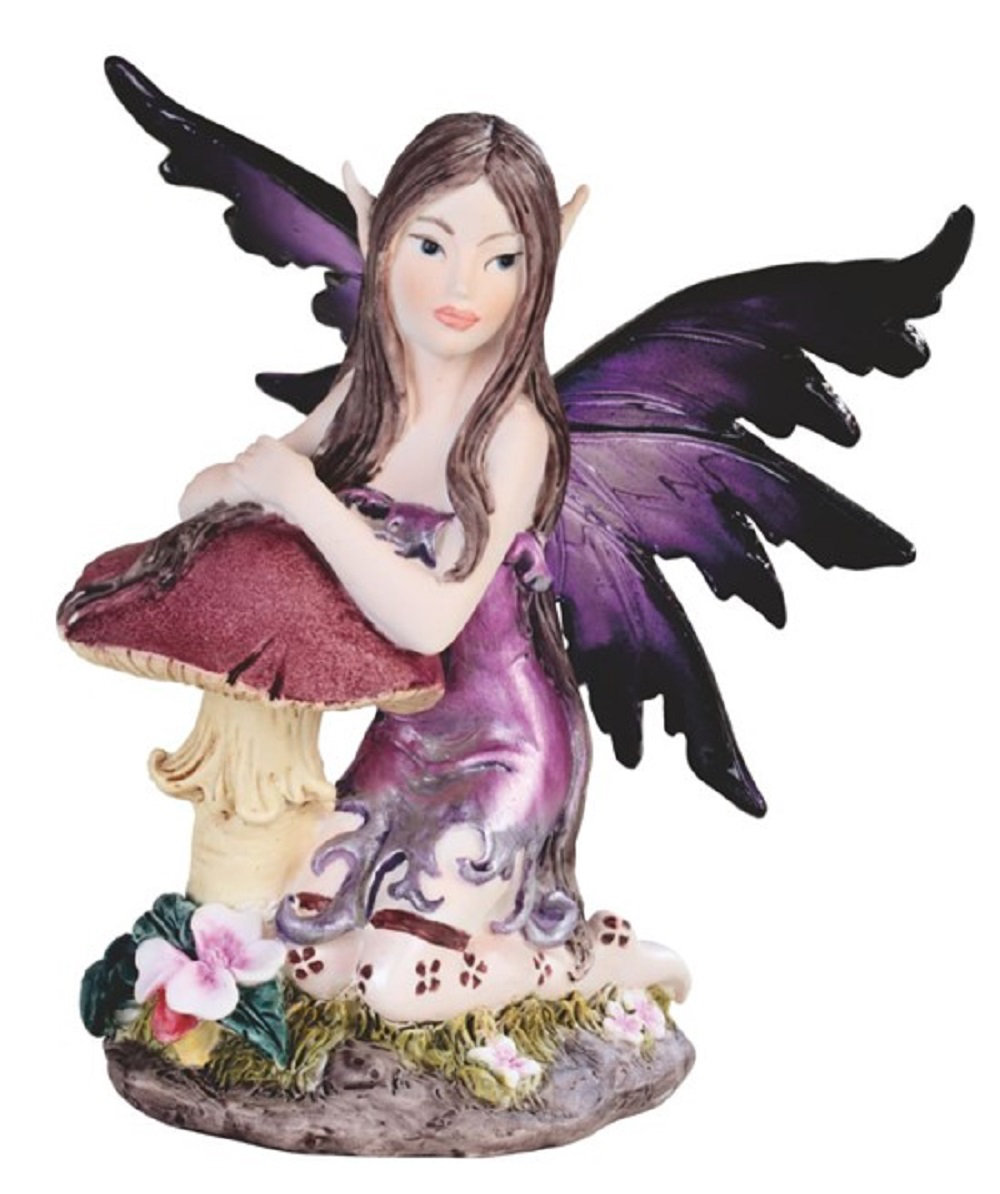 Trinx Fairy with Wings Leaning on Mushroom | Wayfair
