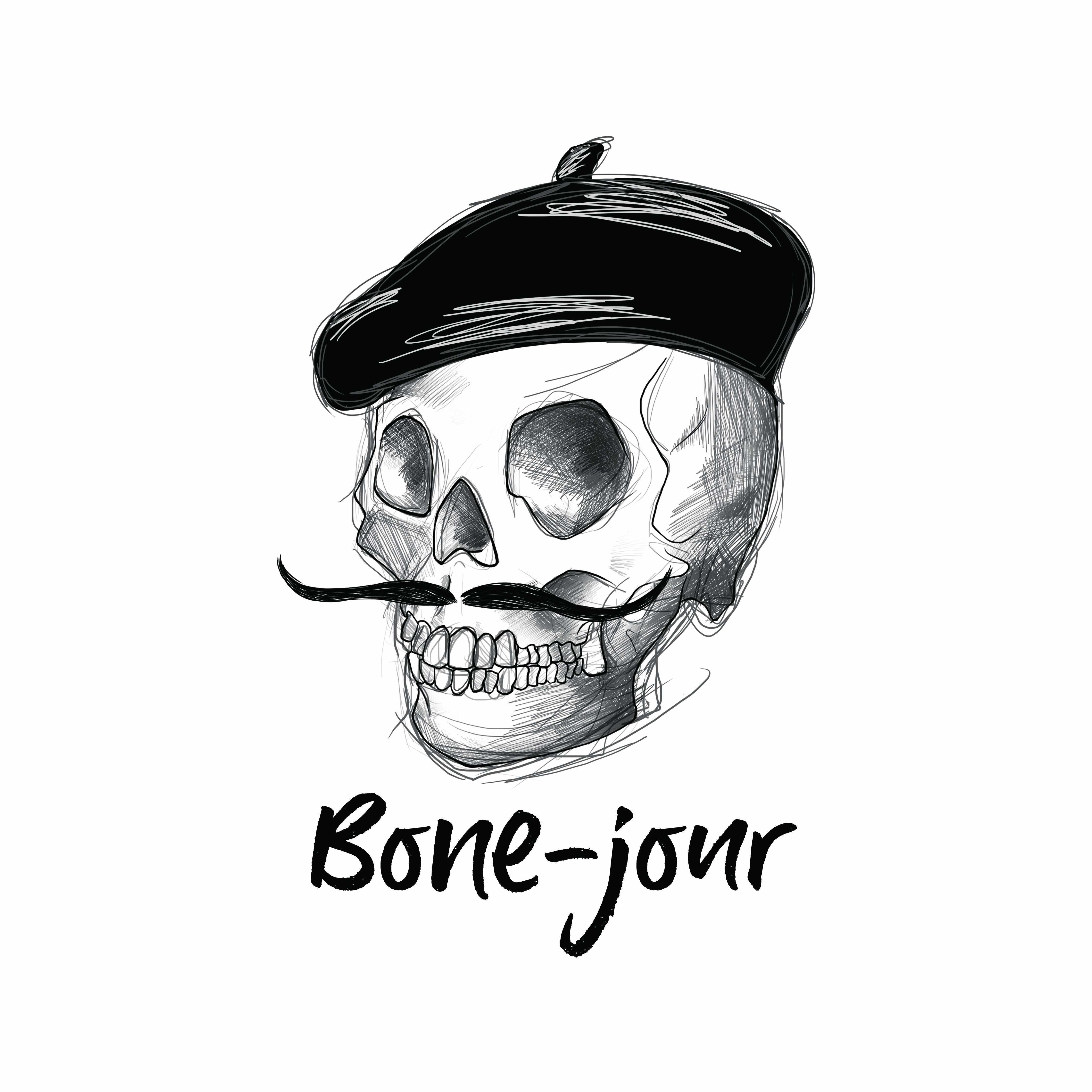 Trinx Bone Jour Skull Sketch - Wrapped Canvas Graphic Art | Wayfair