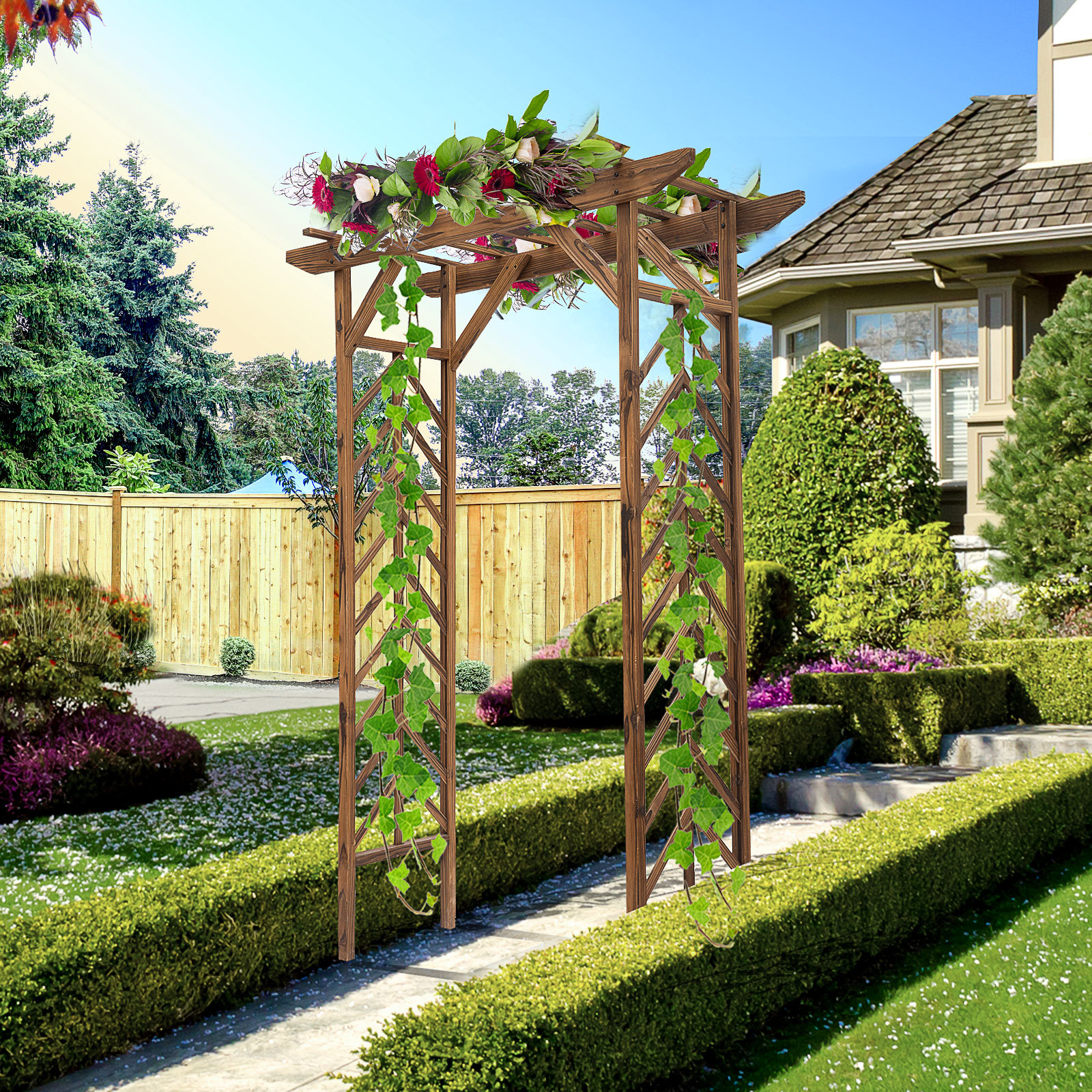 Outsunny 55" W x 25.5" D Wood Arbor & Reviews | Wayfair