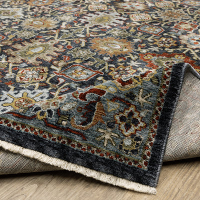 Langley Street Hovis Performance Blue/Brown Rug | Wayfair