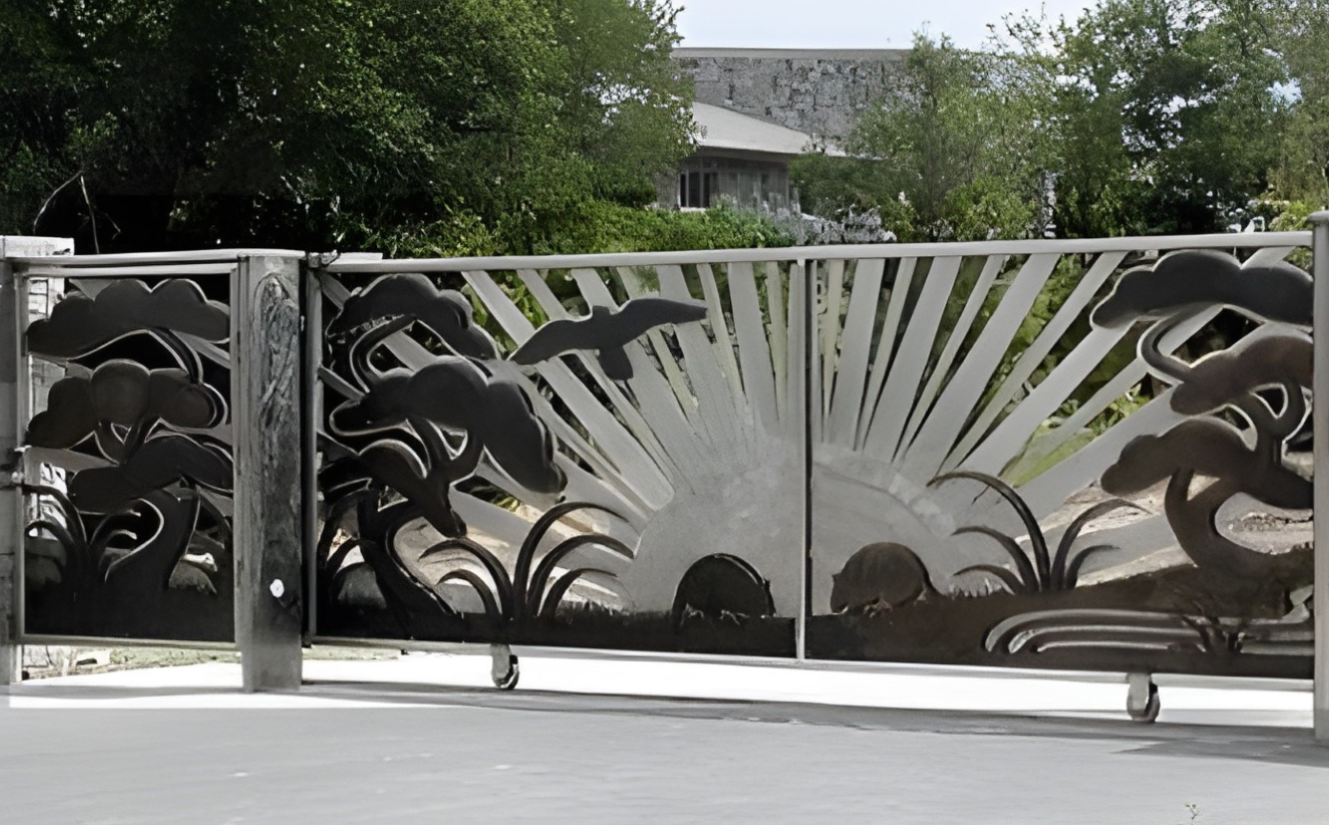 TAIMCO Laser Cut Forest Forest Metal Driveway Gate - Wayfair Canada