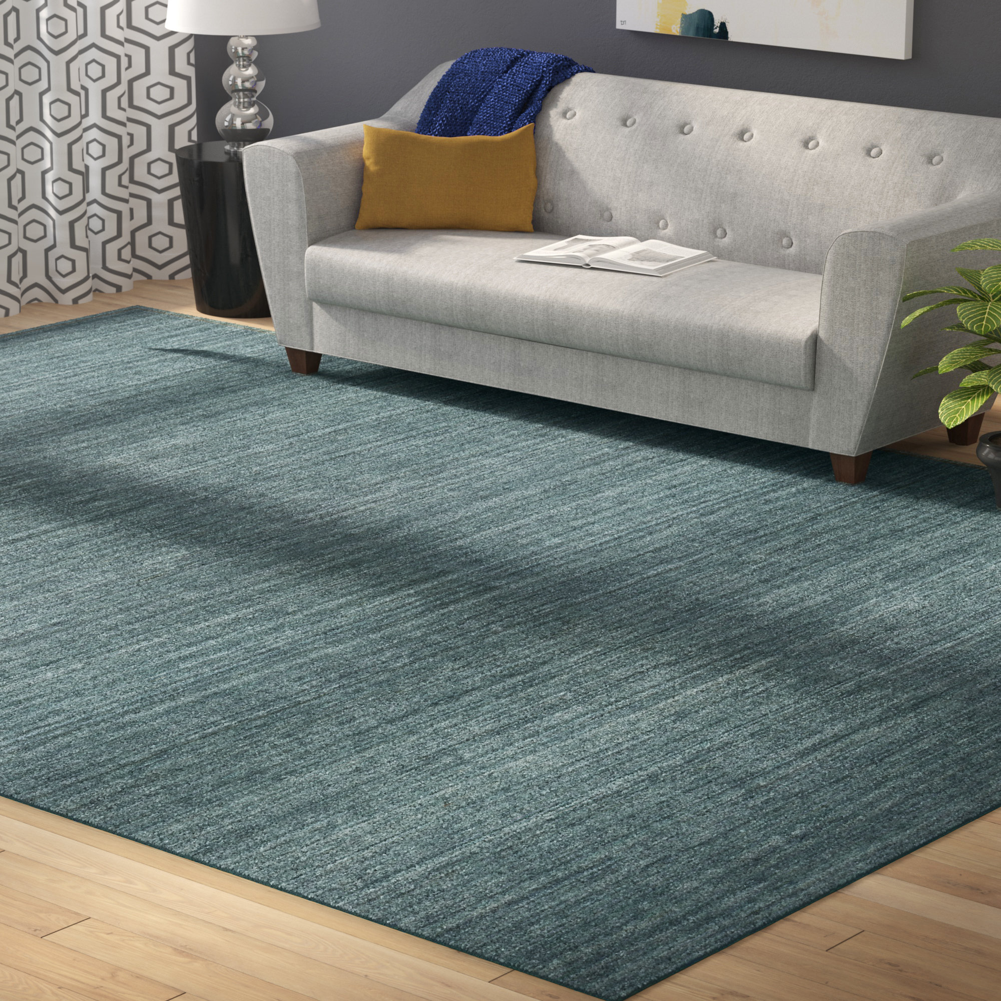 Ebern Designs Melisa Handmade Handwoven Wool Blue Rug & Reviews | Wayfair