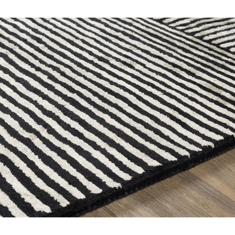 Balos Handmade Viscose Black/Ivory Rug & Reviews | AllModern