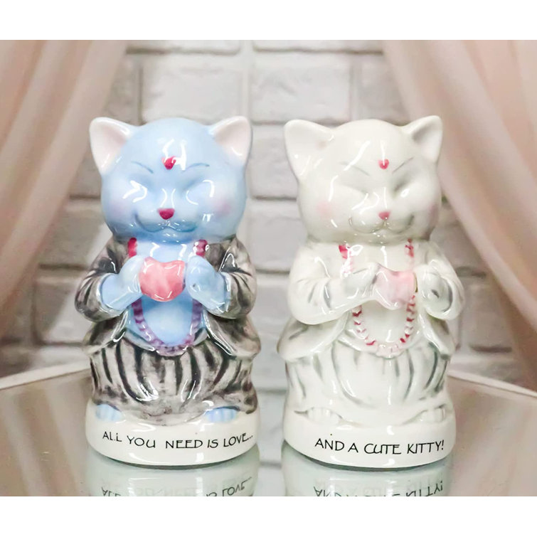 Trinx Harutyun Master Meow Zen Monk Buddha Cats Ceramic Salt & Pepper ...