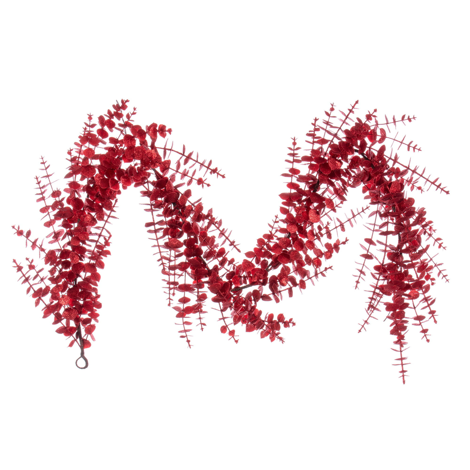 Primrue 6' Red Artificial Eucalyptus Glitter Garland | Wayfair
