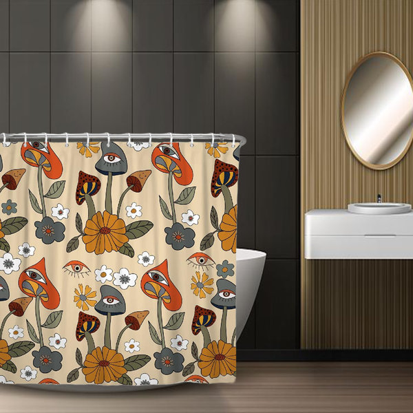 Winston Porter Ibro Cartoon 13 Piece Floral Shower Curtain Set + Hooks ...