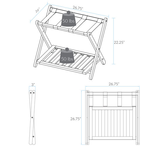 Casual Home Folding Wood Luggage Rack & Reviews | Wayfair