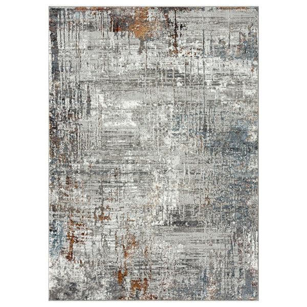 17 Stories Performance Gray/Brown Rug | Wayfair