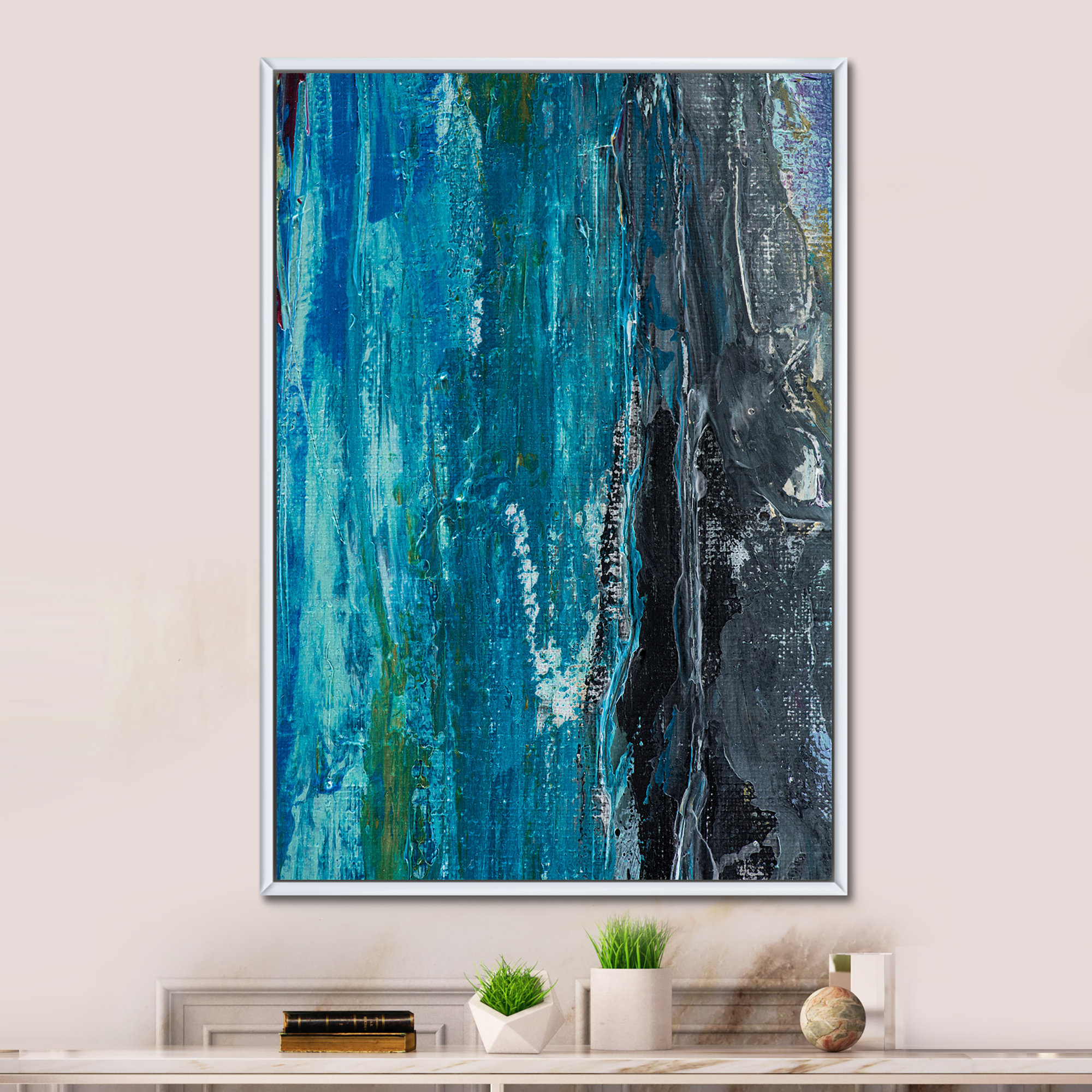 Wrought Studio Dark Gray And Blue Abstract Dark Gray And Blue Abstract ...