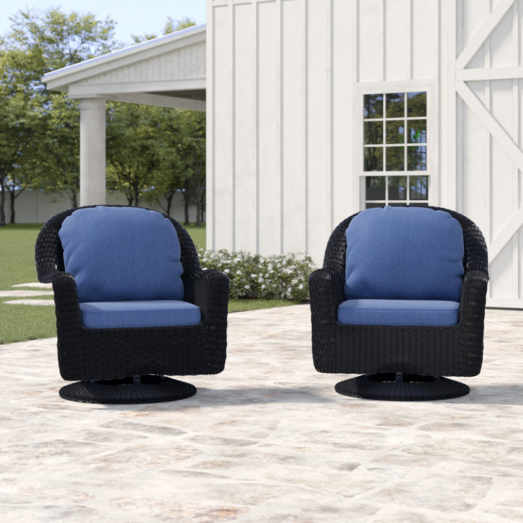 Armas Modern Outdoor Wicker Swivel Club Patio Chair With Cushions at ...