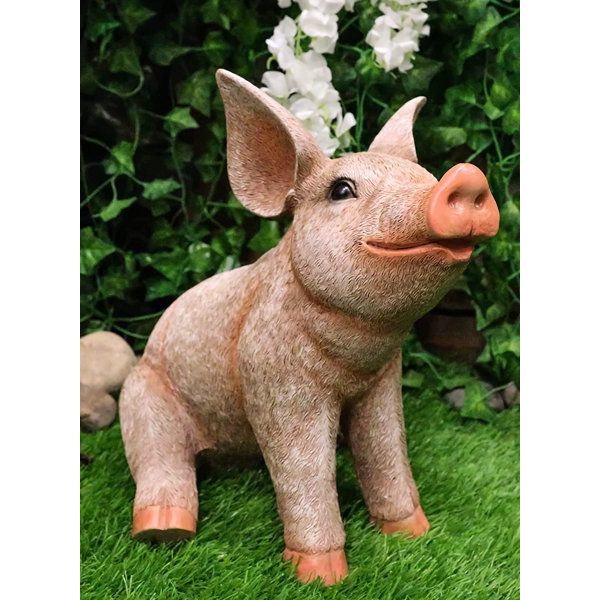 Rosalind Wheeler Babe Pig Sitting Statue Figurine | Wayfair