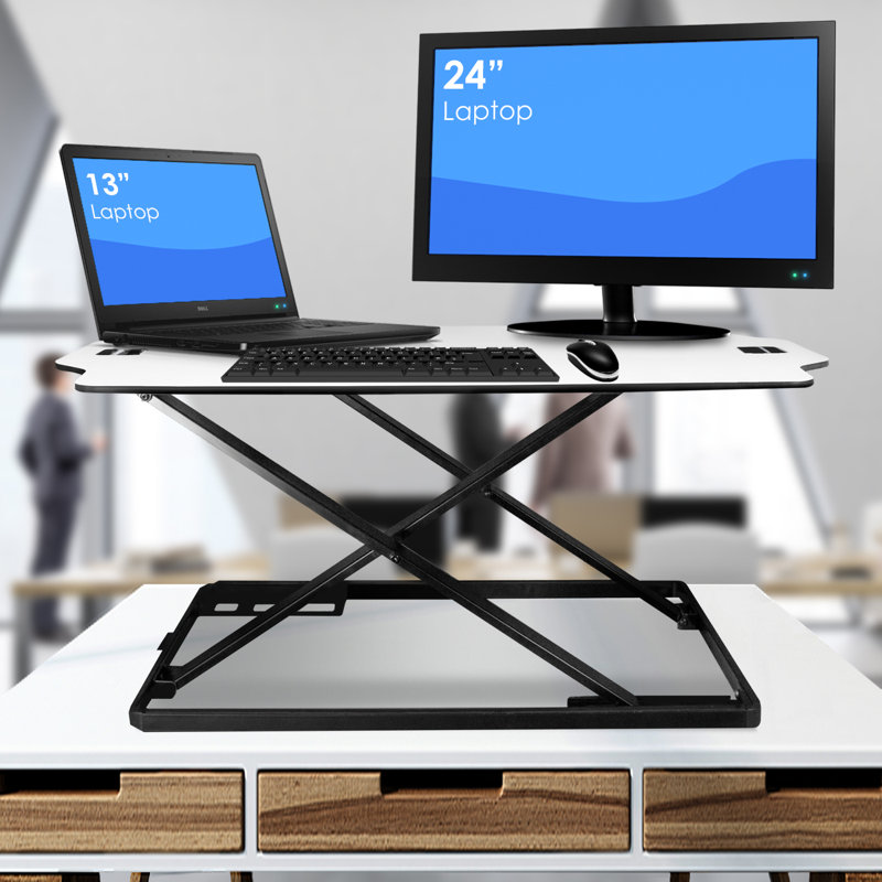 Symple Stuff Wimbley Adjustable Work Station Standing Desk Converter ...