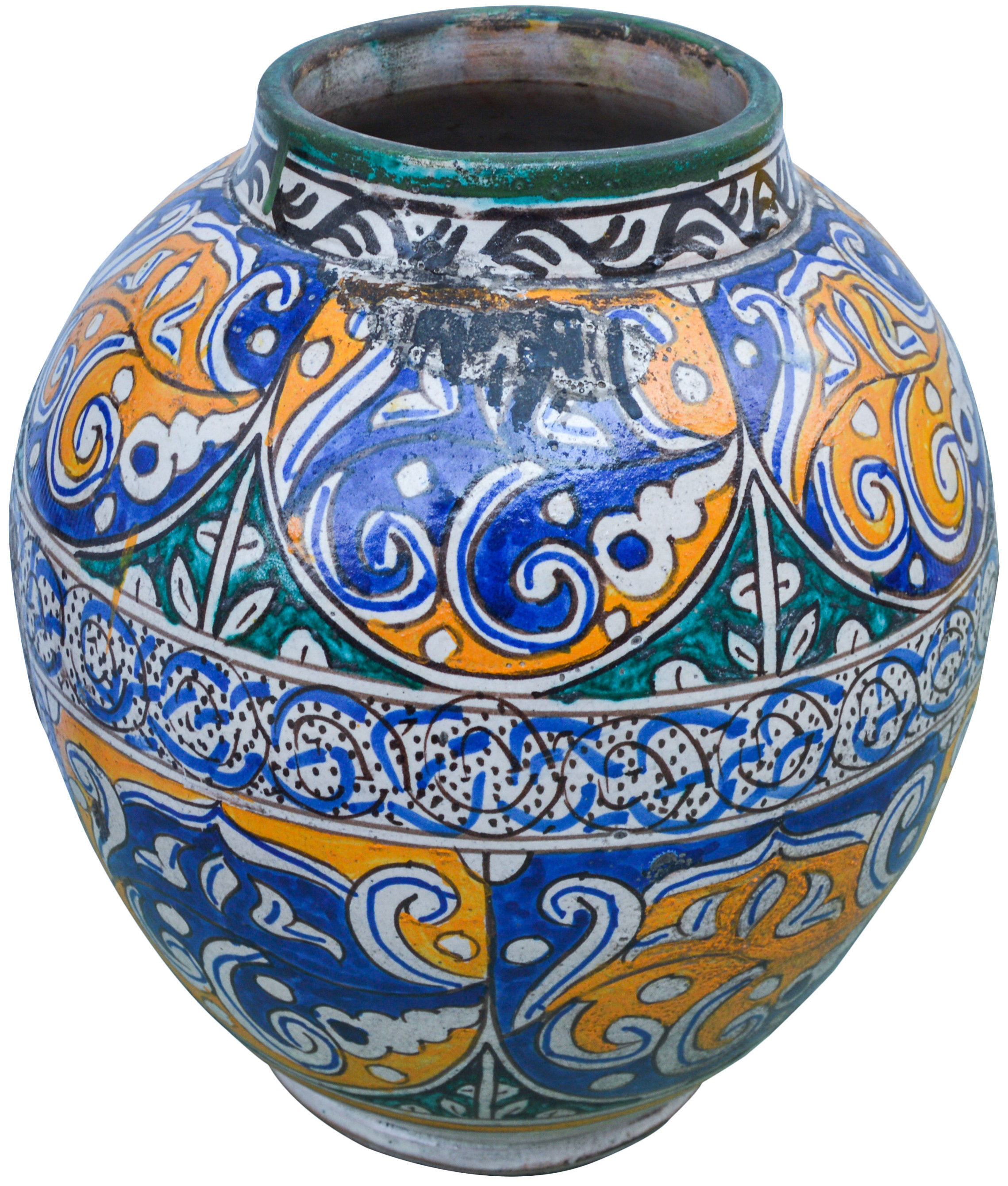 The Moroccan Room Blue/Orange/Green/White 11'' Indoor / Outdoor Ceramic ...