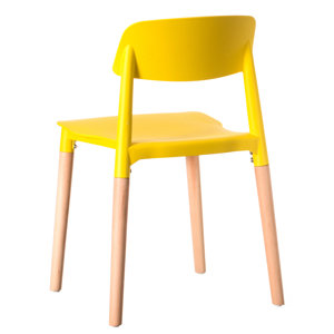Corrigan Studio® Modern Plastic Dining Chair Open Back With Beech Wood ...