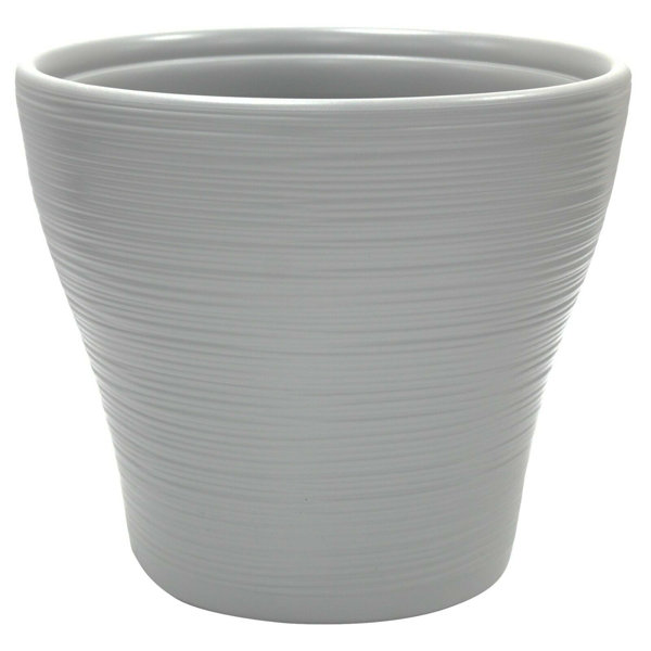 Metro Lane 32Cm Large Rippled Cool Grey Plant Pot Planter Round Plant ...