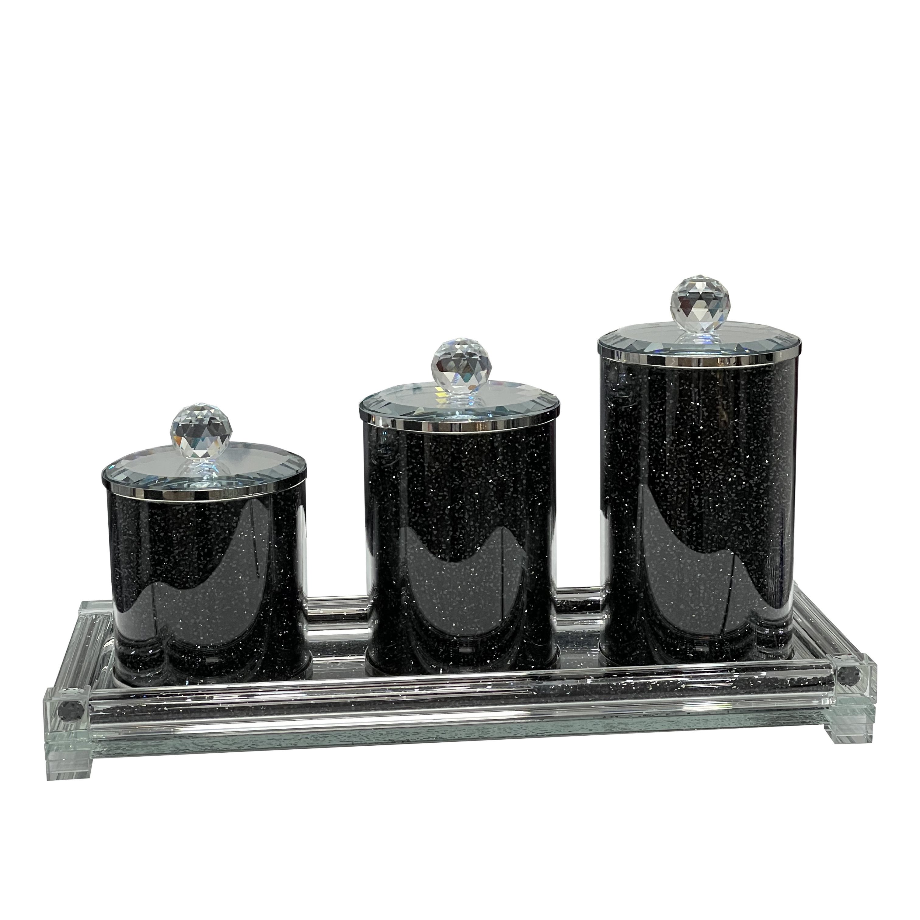 NUBE Ambrose Exquisite Three Glass Canister And Tray Gift Set | Wayfair
