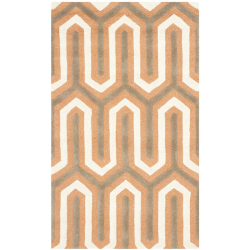 George Oliver Deedgra Hand-Tufted Wool Orange/Gray Area Rug & Reviews ...