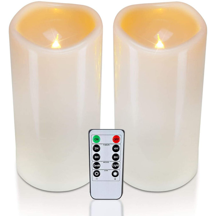 17 Stories 2 Piecer Waterproof Outdoor Flameless Pillar Candles With ...