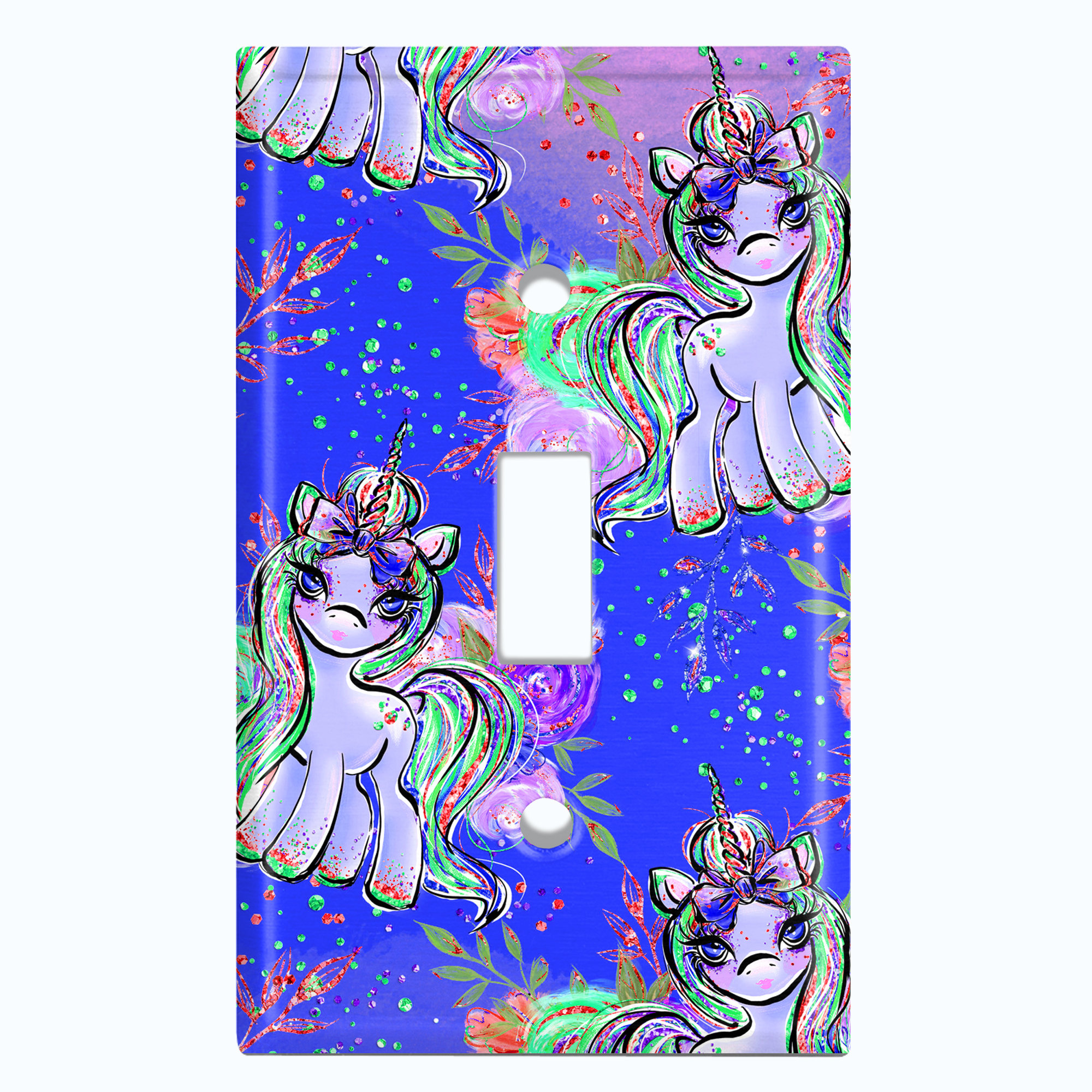 WorldAcc Fantasy Unicorns 1-Gang Toggle Light Switch Wall Plate | Wayfair