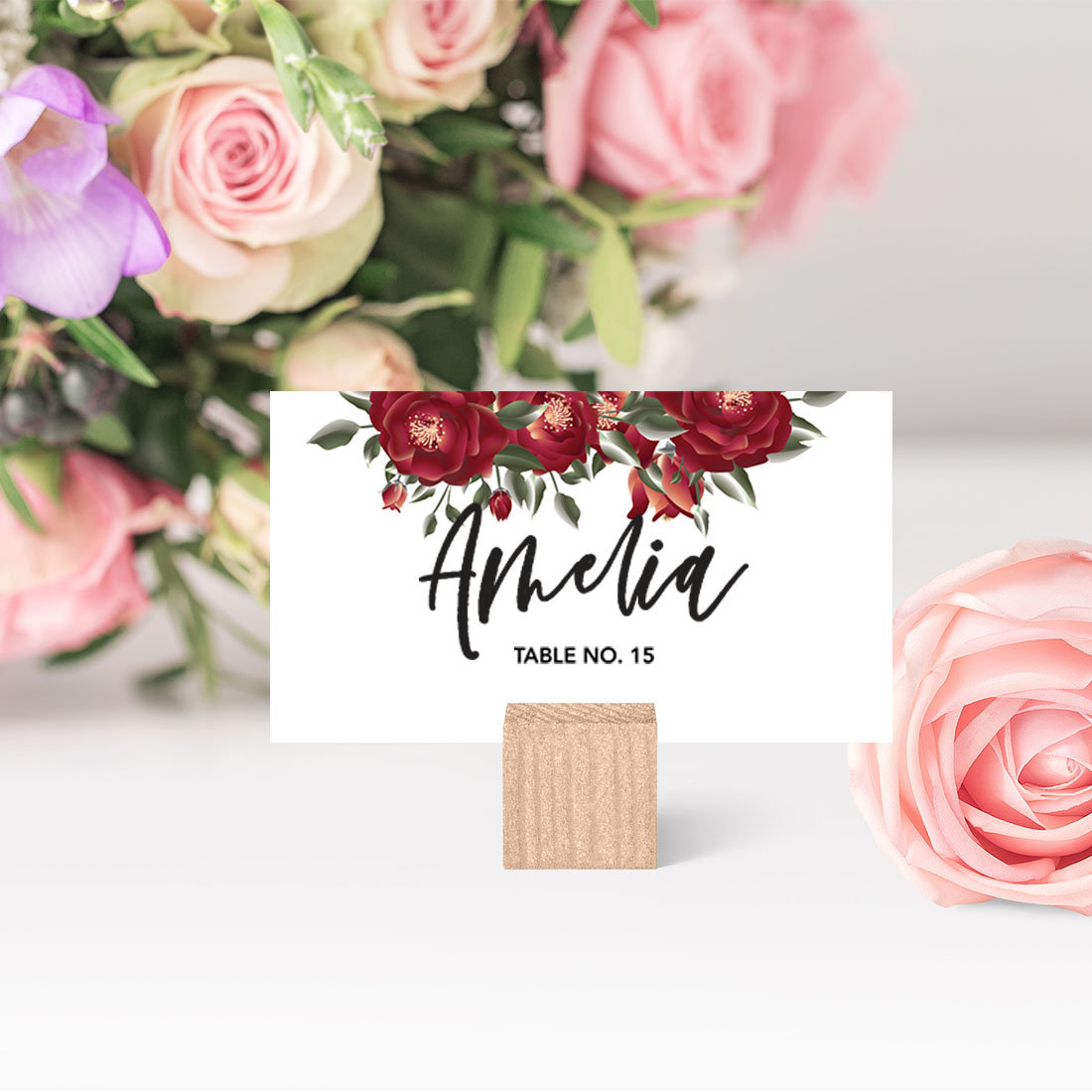 Koyal Wholesale Burgundy Roses Place Cards For Wedding Party Tables ...