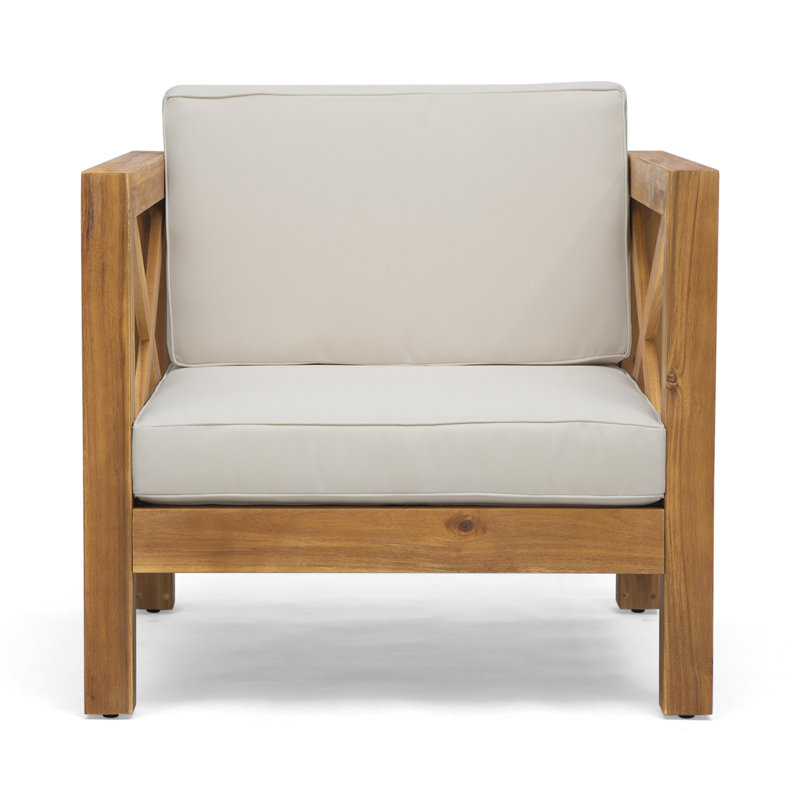 Highland Dunes Teak Patio Chair with Cushions & Reviews | Wayfair