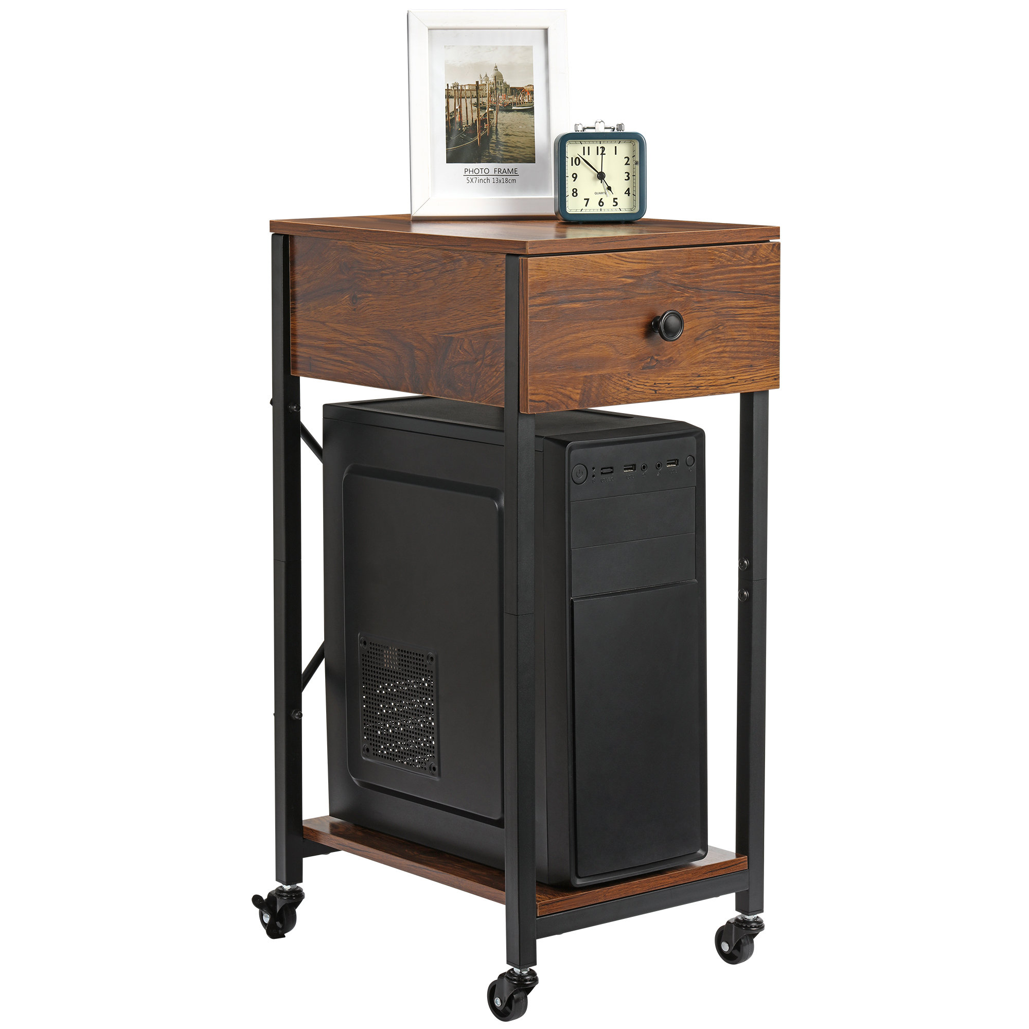 17 Stories Swinburn 27.5'' Tall Wheel End Table with Storage | Wayfair