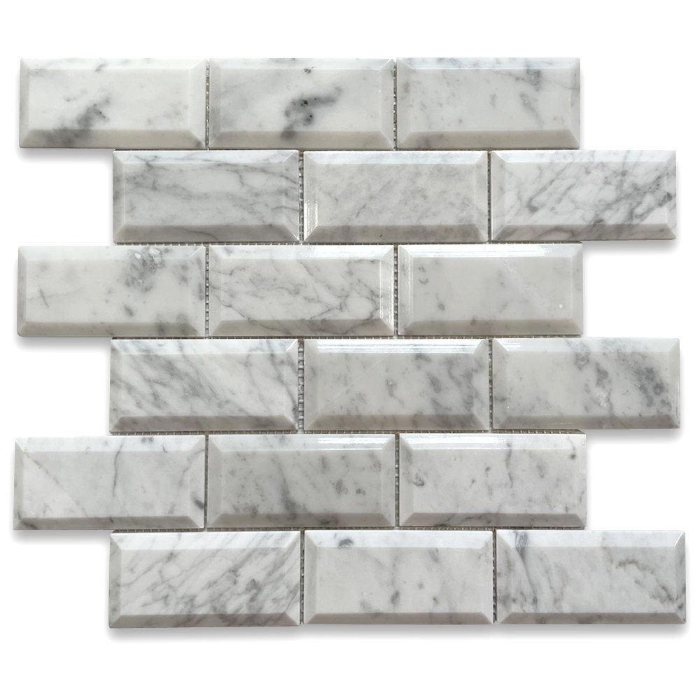 Marble Online 12" x 12" Marble Brick Joint Mosaic Wall & Floor Tile ...