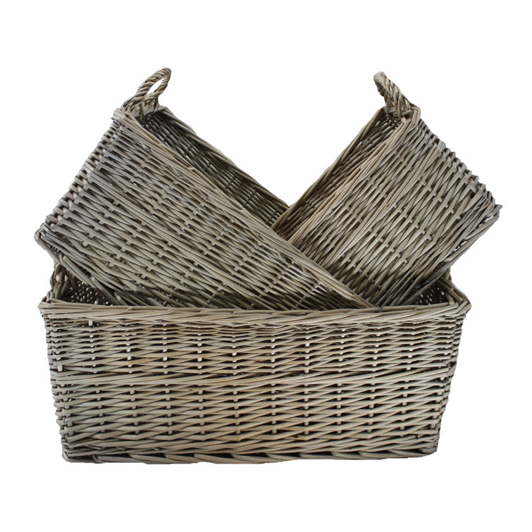 Brambly Cottage 3 Piece Shallow Storage Wicker Basket Set | Wayfair.co.uk