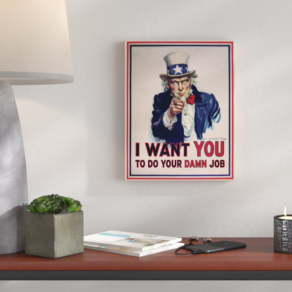 Wrought Studio Uncle Sam Humor - Wrapped Canvas Graphic Art | Wayfair