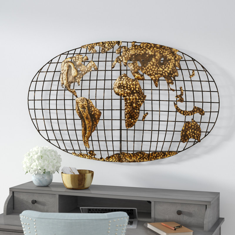 Alcott Hill Wall Mounted World Map Sculpture & Reviews | Wayfair