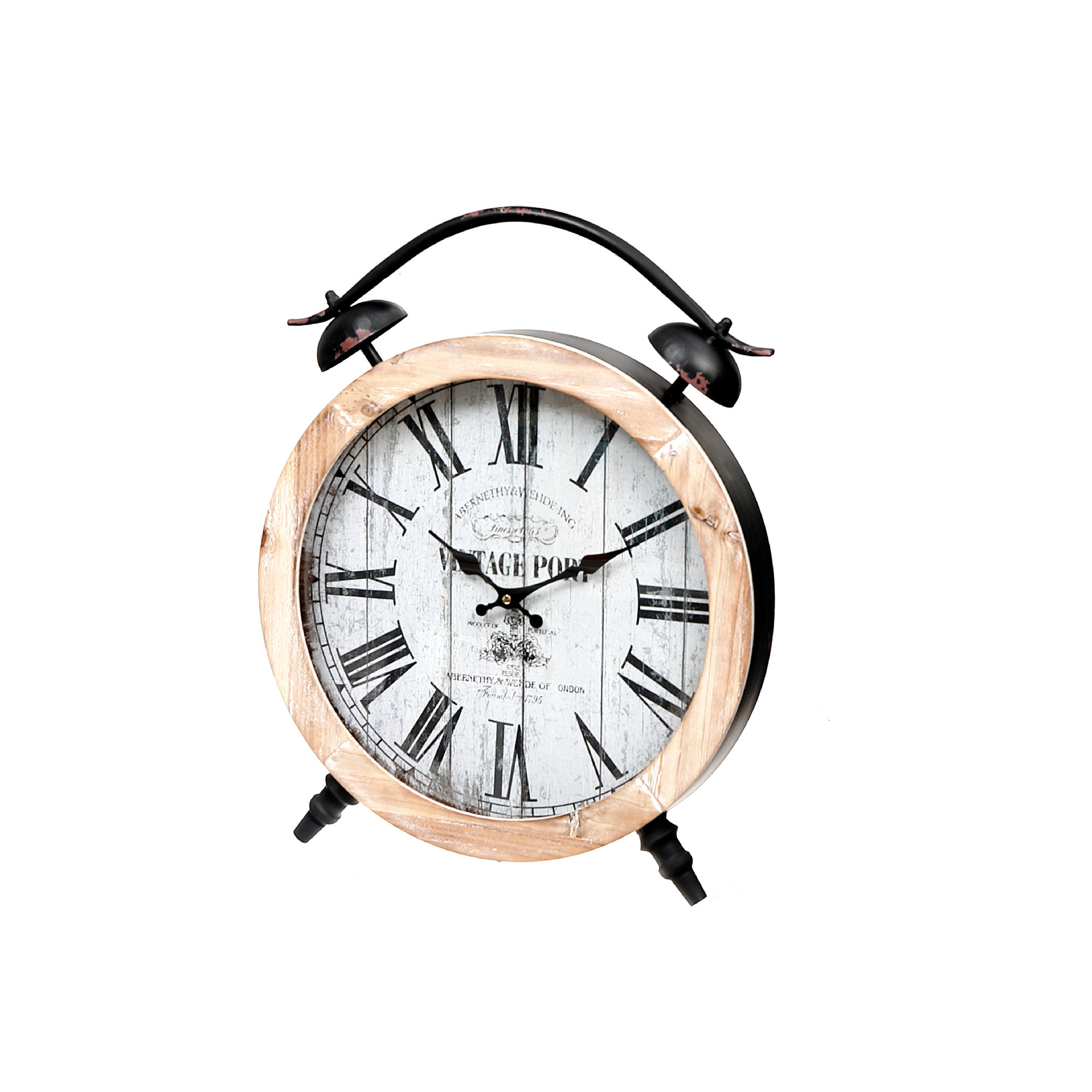 Rosalind Wheeler Vintage Wood And Metal Table Clock | Wayfair