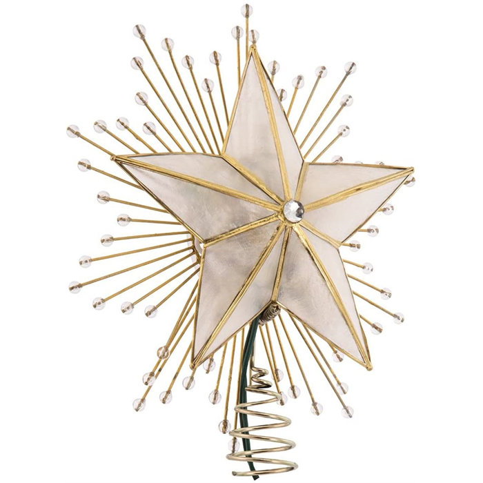 Kurt Adler Capiz Star with Rays and Beads Tree Topper & Reviews | Wayfair