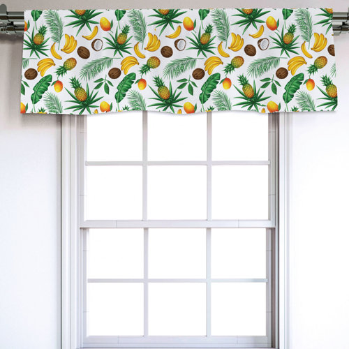 Bless international Sateen Ruffled 54'' Window Valance in Green/Yellow ...