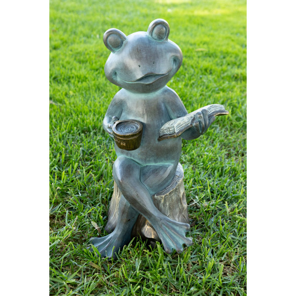 Red Barrel Studio® Leibowitz Frog Reading Book Statue | Wayfair