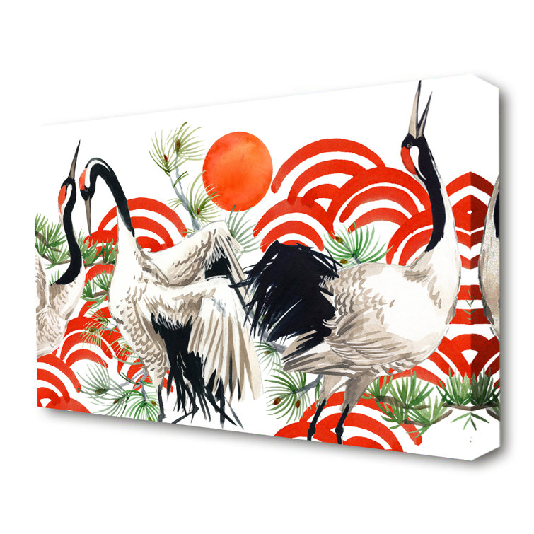 East Urban Home Japanese Stork Ethnic - Wrapped Canvas Graphic Art ...