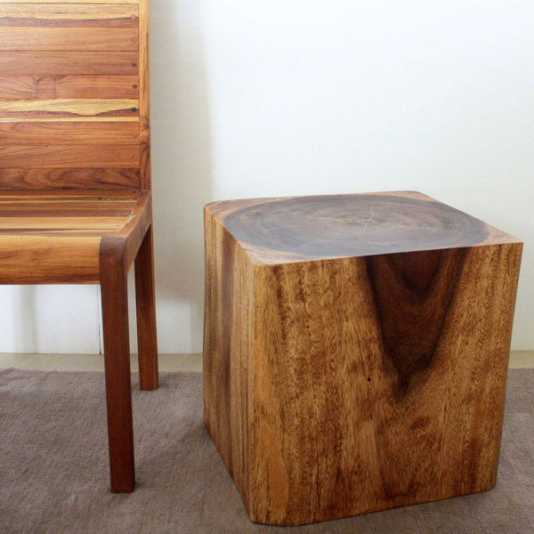 World Menagerie Motyka 18'' Tall Solid Wood Block End Table & Reviews ...