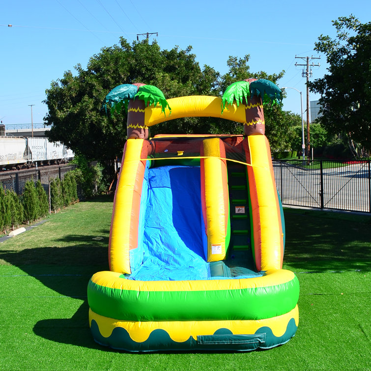 JumpOrange Tropical 10.5' x 21.5' Inflatable Water Slide with Air ...