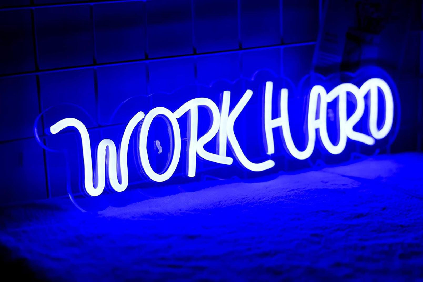 Latitude Run® Work Hard 4.7" LED Neon Sign | Wayfair