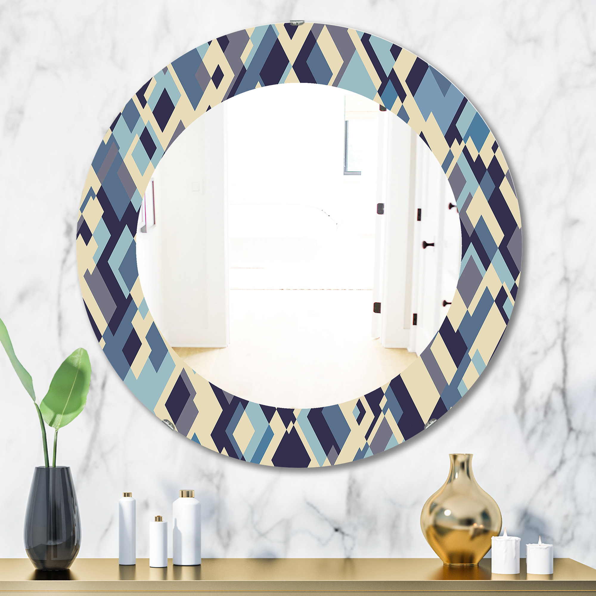 East Urban Home Triangular Colourfields 32 Accent Mirror | Wayfair