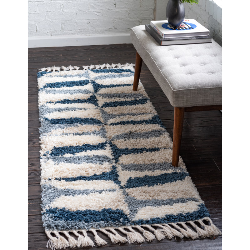 Wade Logan® Mitzy Machine Woven / Power Loomed Performance Blue Rug ...